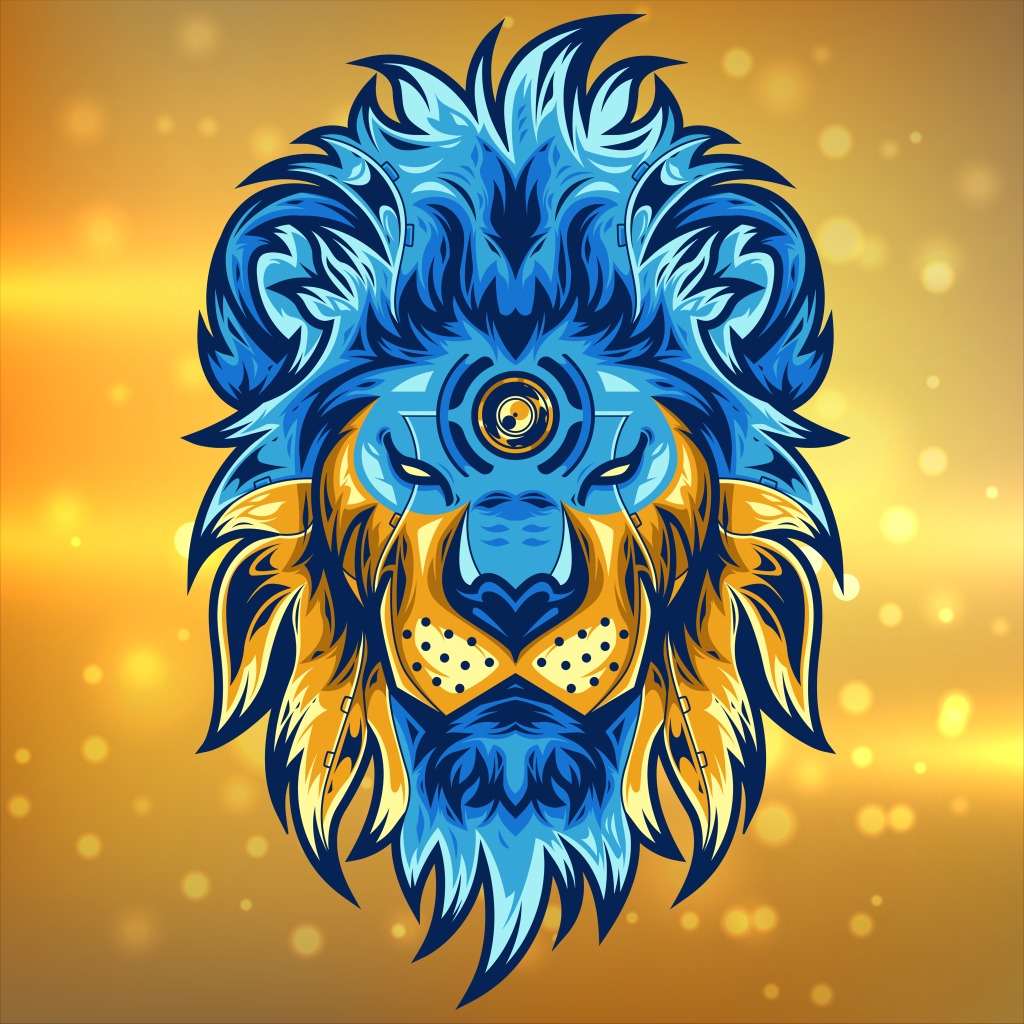 4K Brain Breaker Amazing Lion Gold and Blue Head no PS4 | PlayStation ...